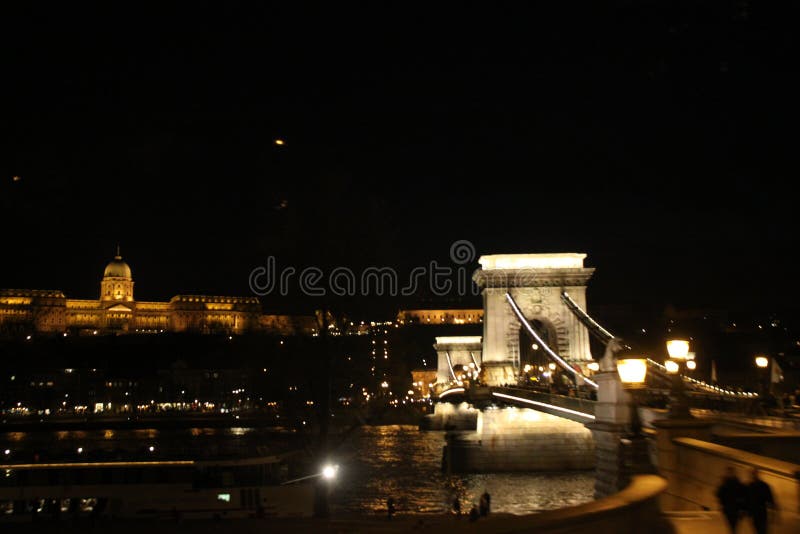 Budapest bridge by night stock photo. Image of high - 152117754