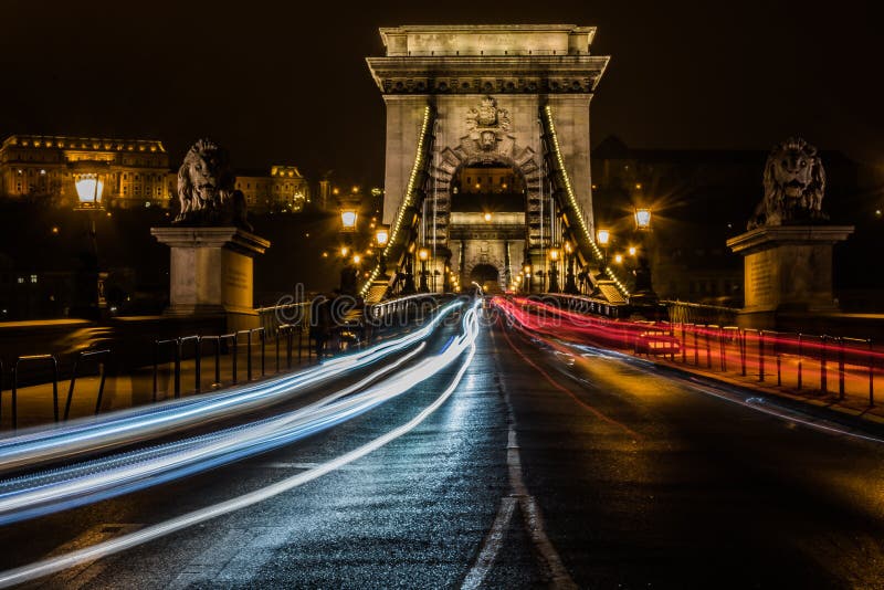 Chain Bridge at night stock image. Image of historic - 78140565