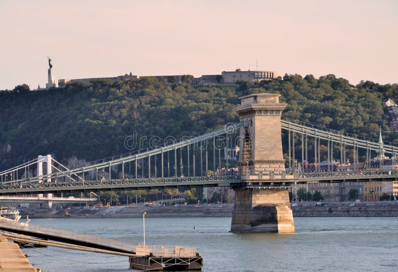 The Chain Bridge Over the Danube River Stock Photo - Image of historic ...