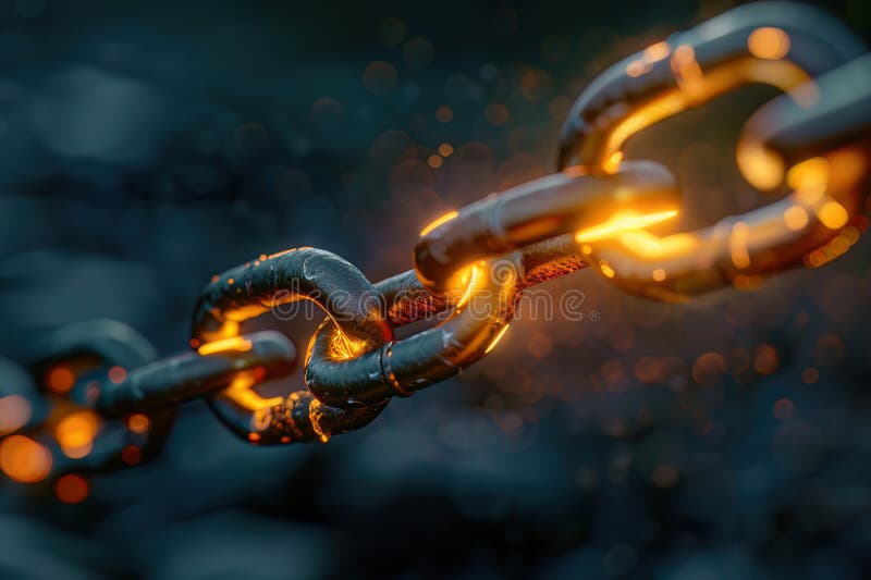 A Chain with a Broken Link Glowing Brightly Representing the ...