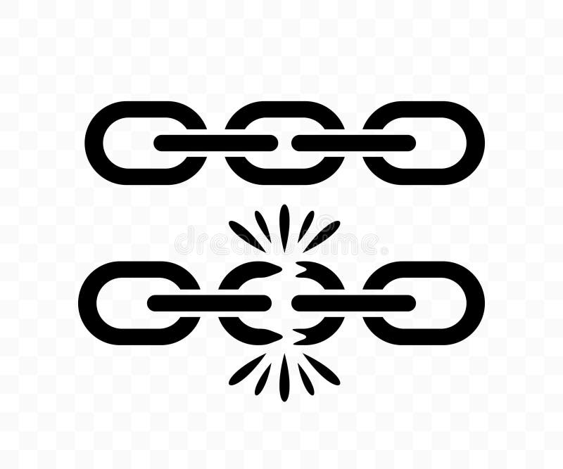 Chain and Broken or Torn Chain, Graphic Design Stock Illustration ...