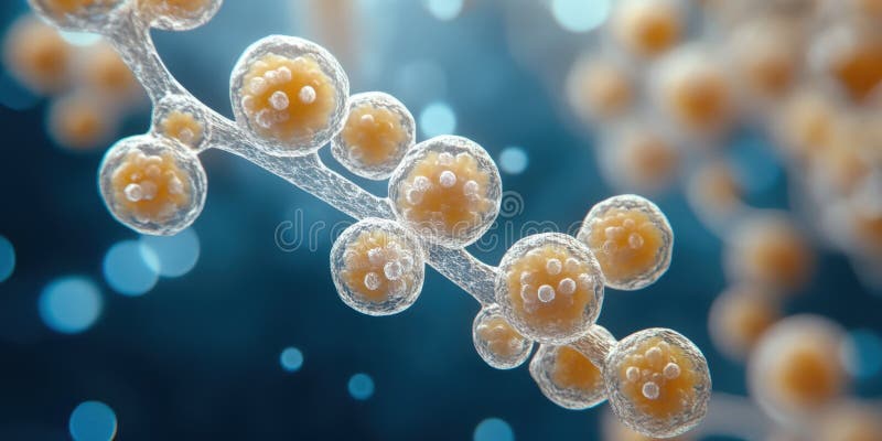 Chain of Cells. Microscopic View of Connected Organisms with ...