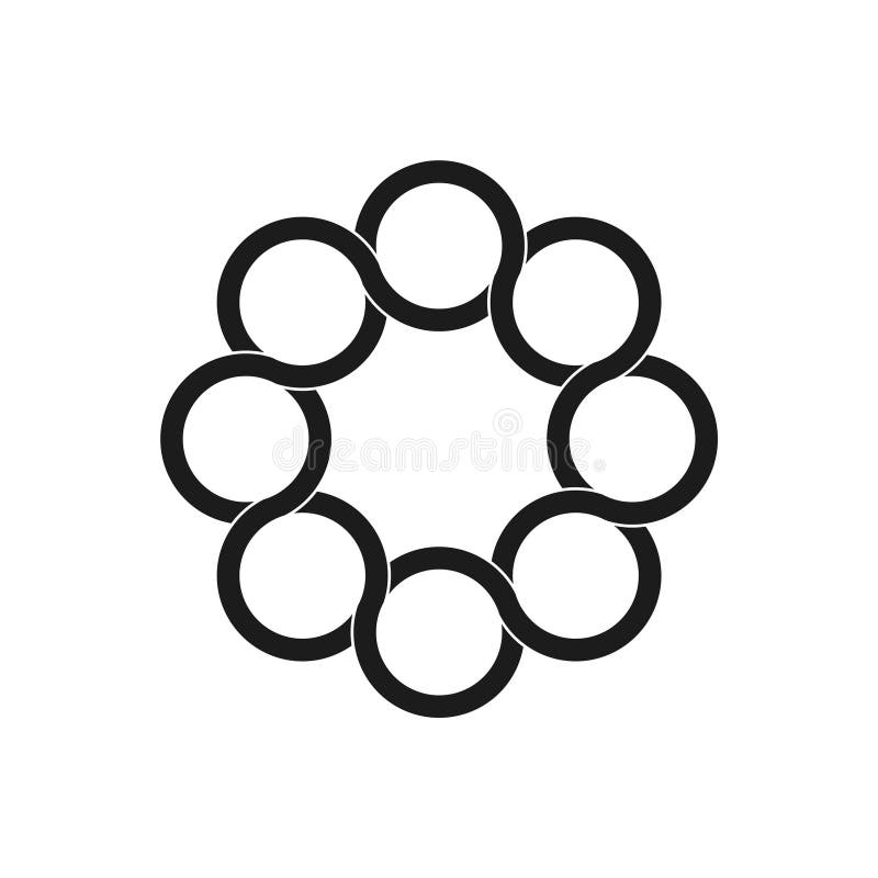 Chain Circle Icon. Black Ring Pattern. Intertwined Loop Shapes ...
