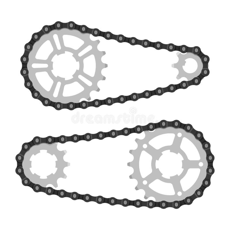Bicycle Chain Sprocket Transmission Silhouettes Stock Vector ...