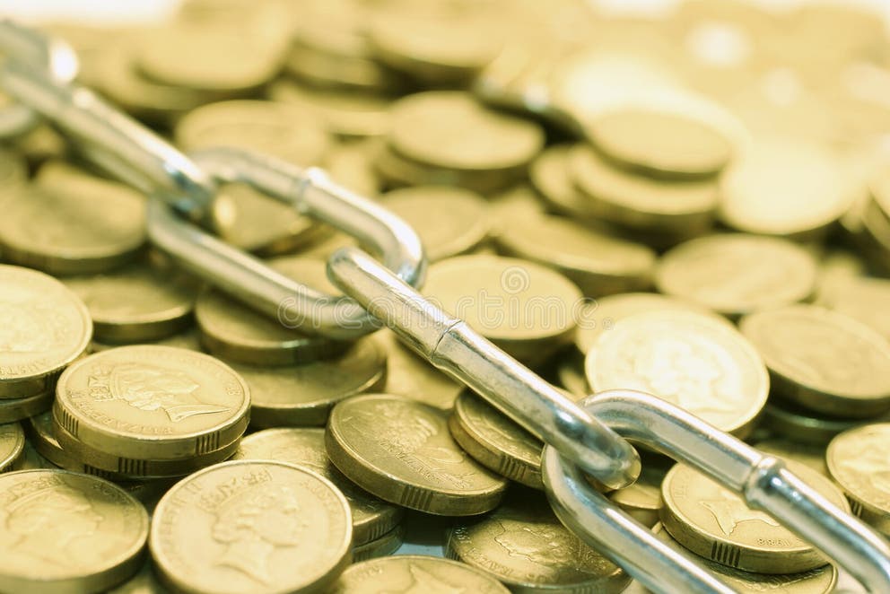 Chain and Coins stock photo. Image of money, connect - 20062666