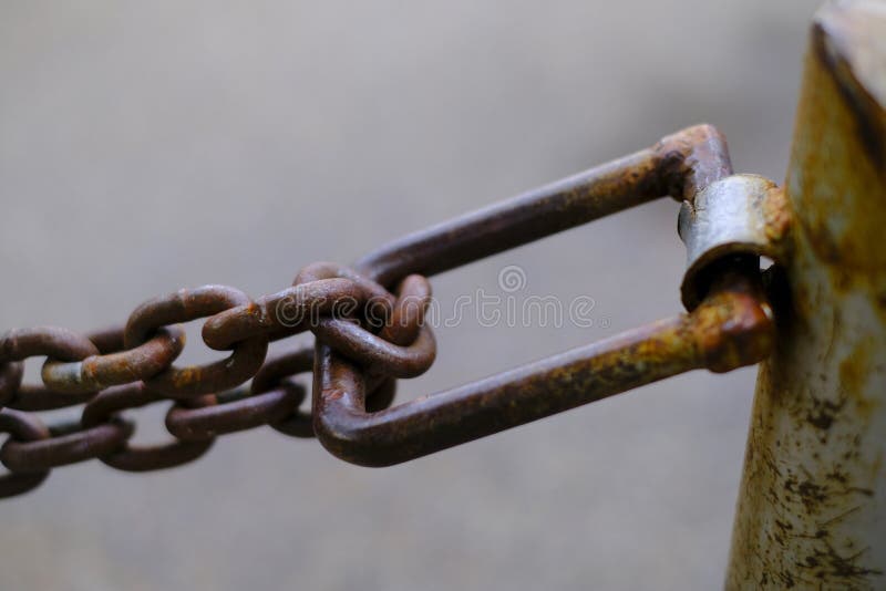 Chain Connected To Pole for Security and Protection Stock Photo - Image ...