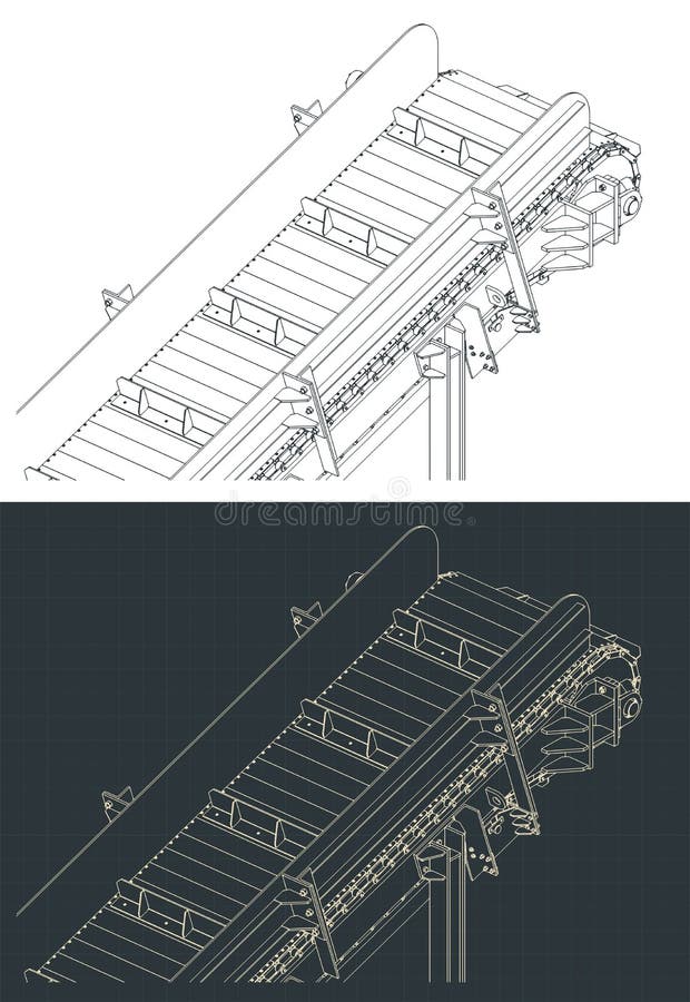 Chain Conveyor Close Up Drawings Stock Vector - Illustration of ...