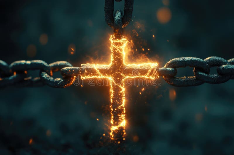 Chain Cross on Dark Background Stock Photo - Image of sacrifice ...