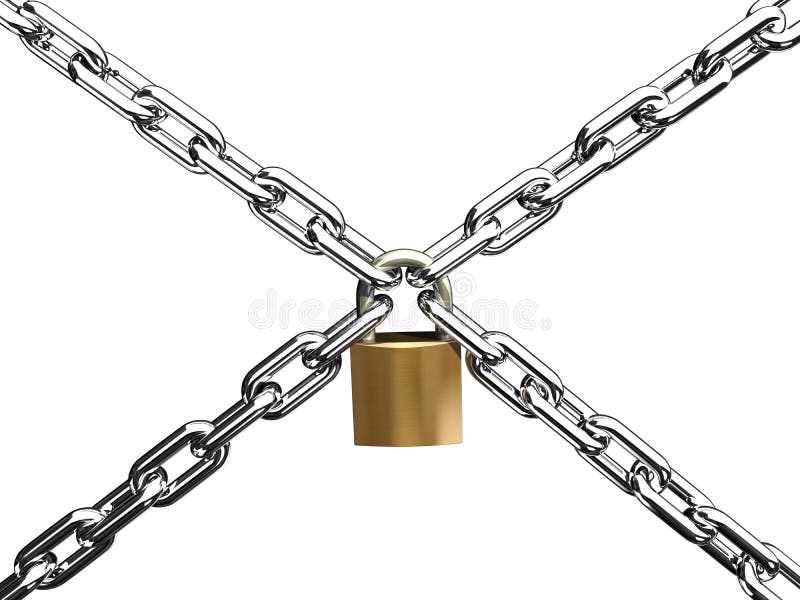 Chain lock stock illustration. Illustration of metal, chain - 3376215