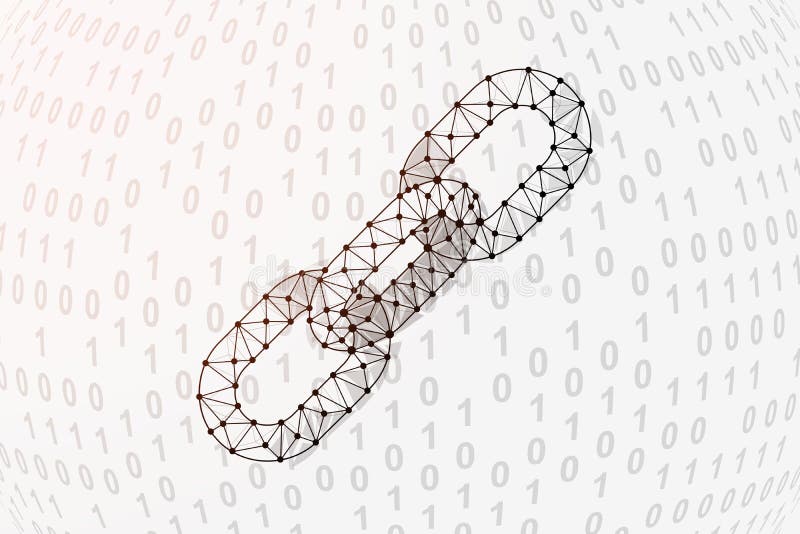 Chain 3d Low Poly Symbol with Binary Code Background. Chainlink Design Vector Illustration Stock ...