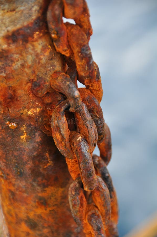 Chain Damaged from Many Rust, an Old Rusty Naval Chain. Stock Image ...