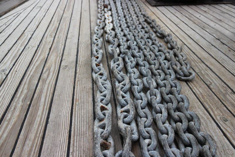 Steel Chain On The Sailing Boat Stock Photo - Image of horizontal ...