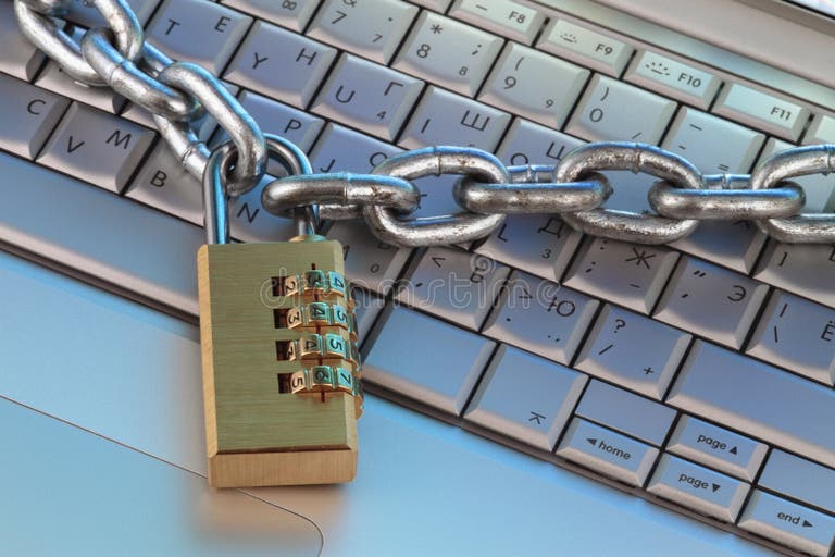Chain and Digital Padlock on Computer Keyboard Stock Image - Image of ...