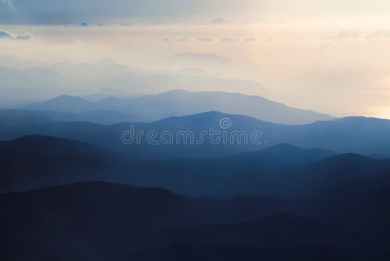 A Chain of Distant Blue Hills at Dawn Stock Image - Image of altitude ...