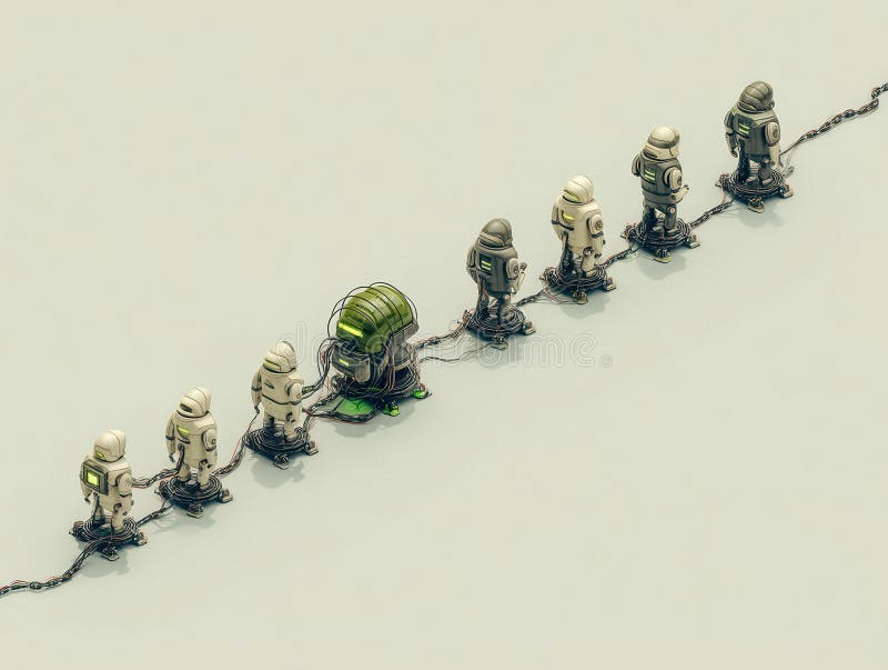 A Chain of Diverse Robots, United and Coordinated, Working Together in ...