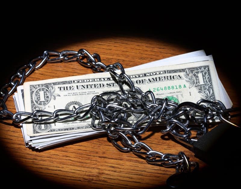 Chain and dollar bills stock image. Image of lock, metal - 25859989