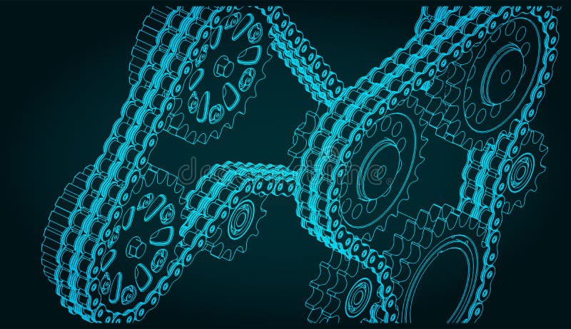 Chain Drive and Gears Closeup Stock Vector - Illustration of garage ...