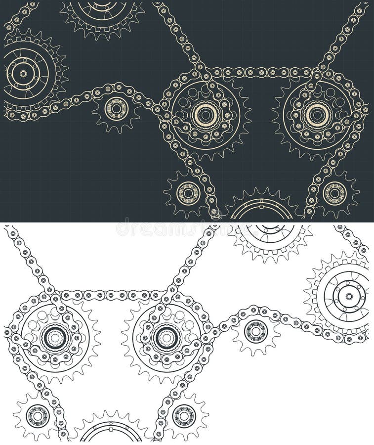 Chain Drive and Gears Illustration Stock Vector - Illustration of ...