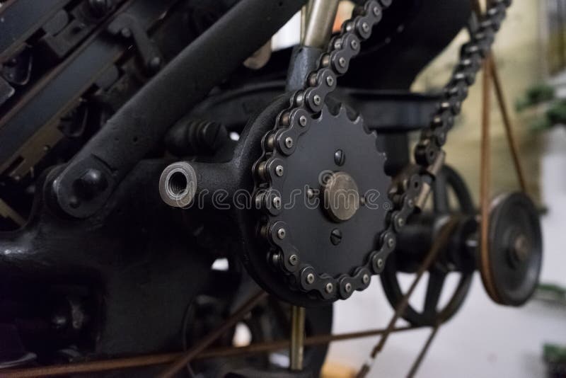 Chain Drive Machine in Printing House Stock Photo - Image of prong ...