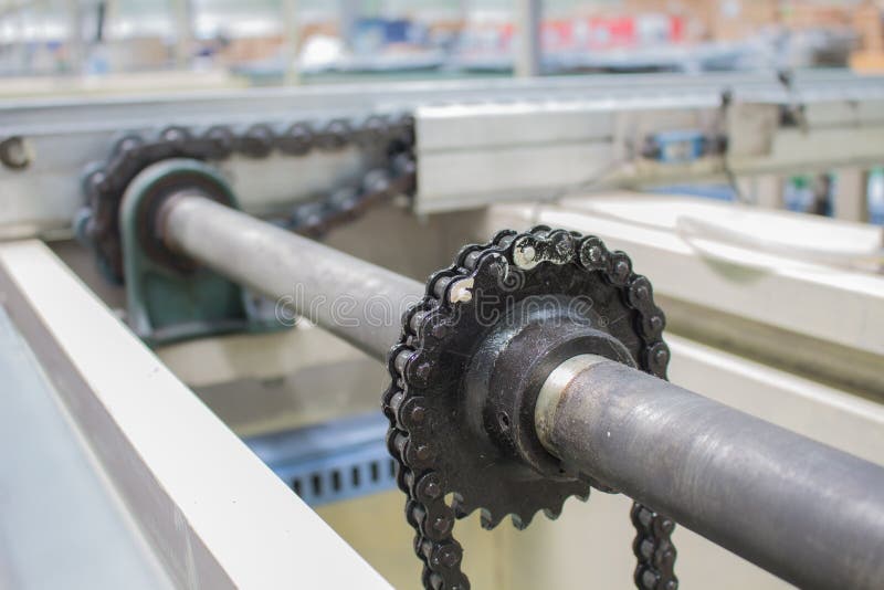 The Chain Drive Shaft Line Conveyor Industrial Stock Image - Image of ...