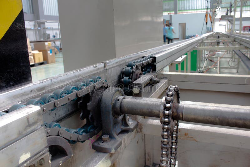 The Chain Drive Shaft Line Conveyor Industrial Stock Image - Image of ...