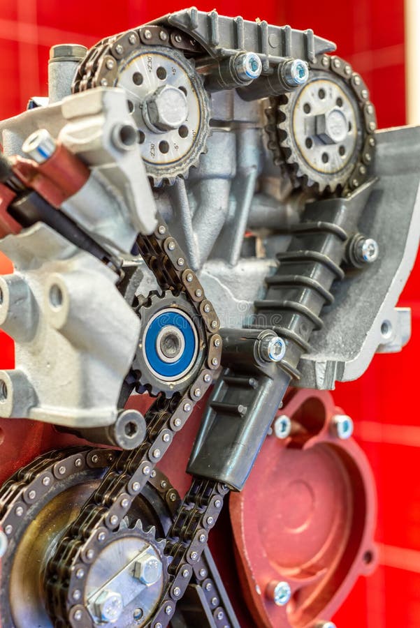 The Chain of Drive Timing of the Internal Combustion Engine Stock Photo ...