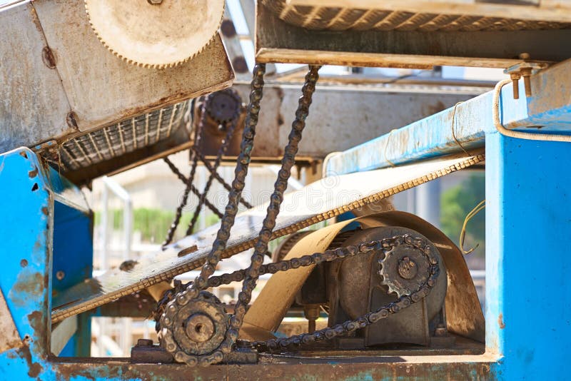 Chain Drive Transmission. Old Rusty Gear with a Gears and Chain Stock ...