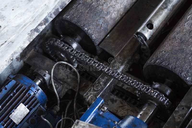 Chain with Electric Motor and Roller Stock Image - Image of industry ...