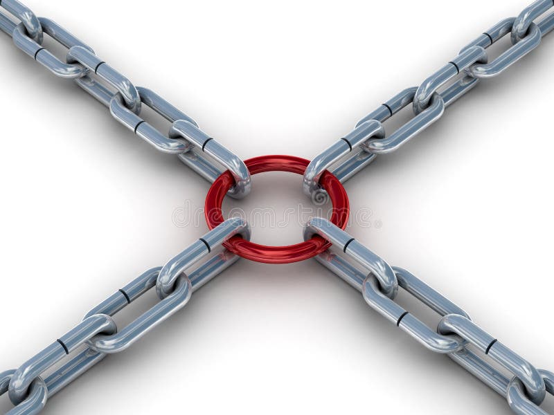 Chain Fastened by a Red Ring. Stock Illustration - Illustration of ...