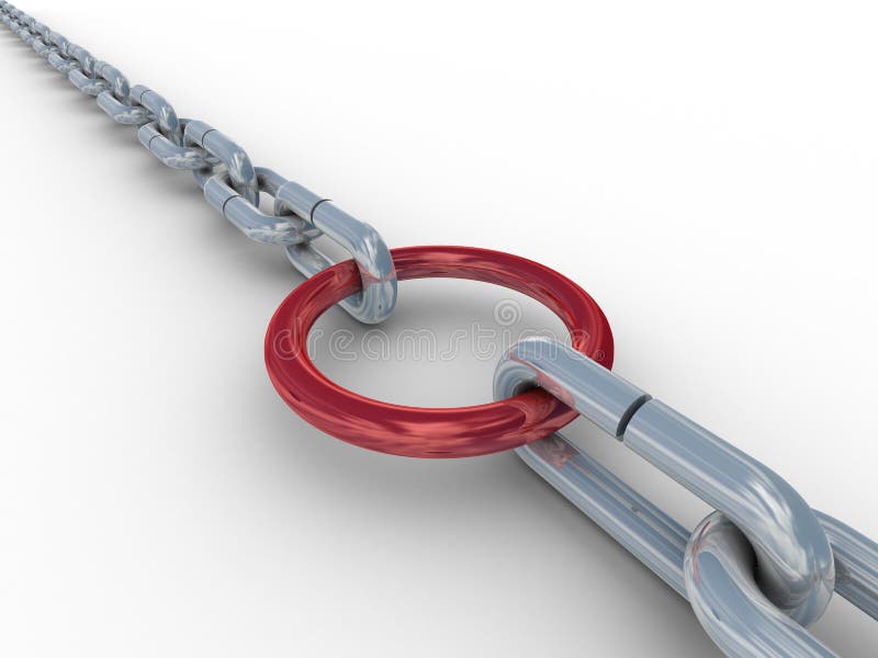 Chain Fastened by a Red Ring. Stock Illustration - Illustration of ...