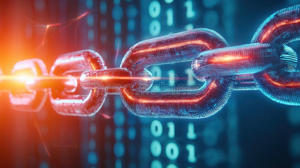 A Chain Featuring a Glowing Link Signifying Connectivity and Security ...