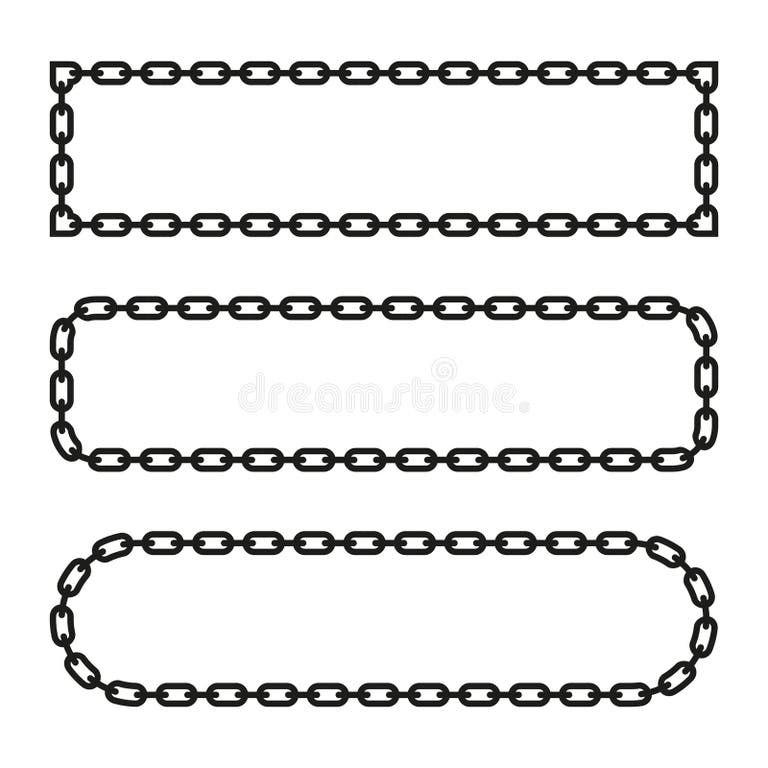 Chain Frame Borders. Black Metal Links. Geometric Rectangular Shapes ...