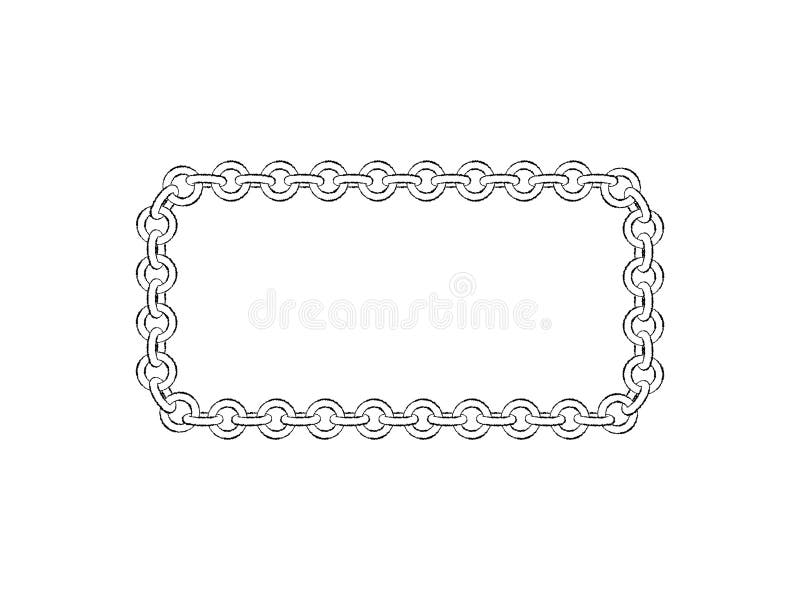 Chain Frame. Isolated on White Background.Vector Outline Illustration ...