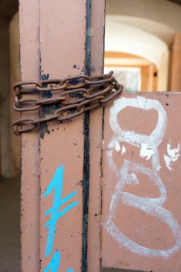Chain on gates stock photo. Image of metal, steel, blocks - 91965914