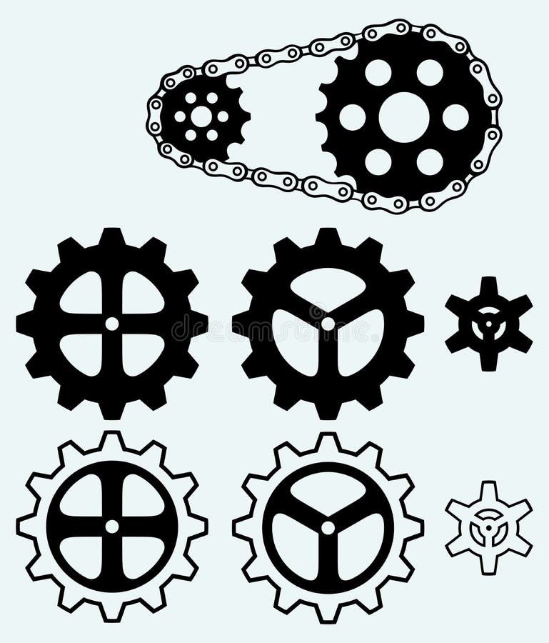 Chain gears and set cogs stock vector. Illustration of crank - 37859237