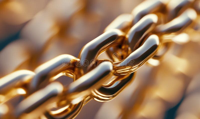 A Chain of Gold Links is Shown in a Close Up Stock Illustration ...