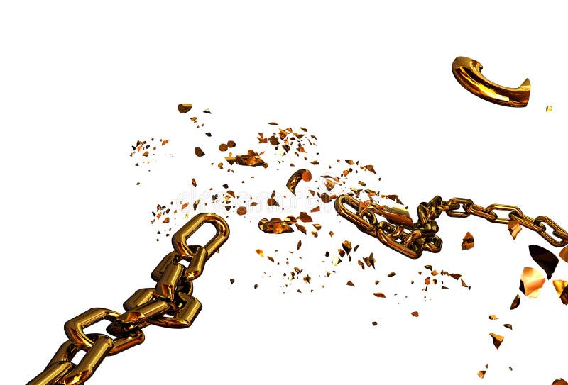 Chain Golden in Front of Fire Breaking Break Chain Horizontal Silver ...