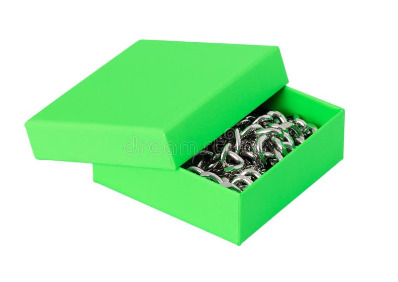 Chain in a Green Box on a White Background. Stock Image - Image of ...