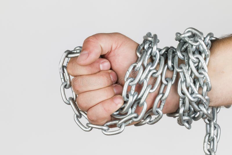 Chain on human hand stock photo. Image of despair, handcuffs - 20827330