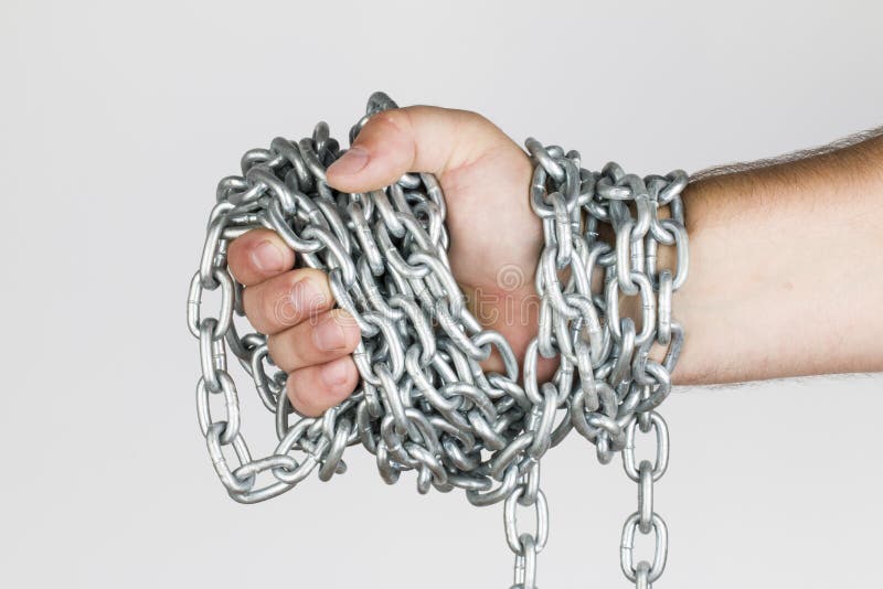 Chain and hand. stock photo. Image of iron, leading, human - 43507750