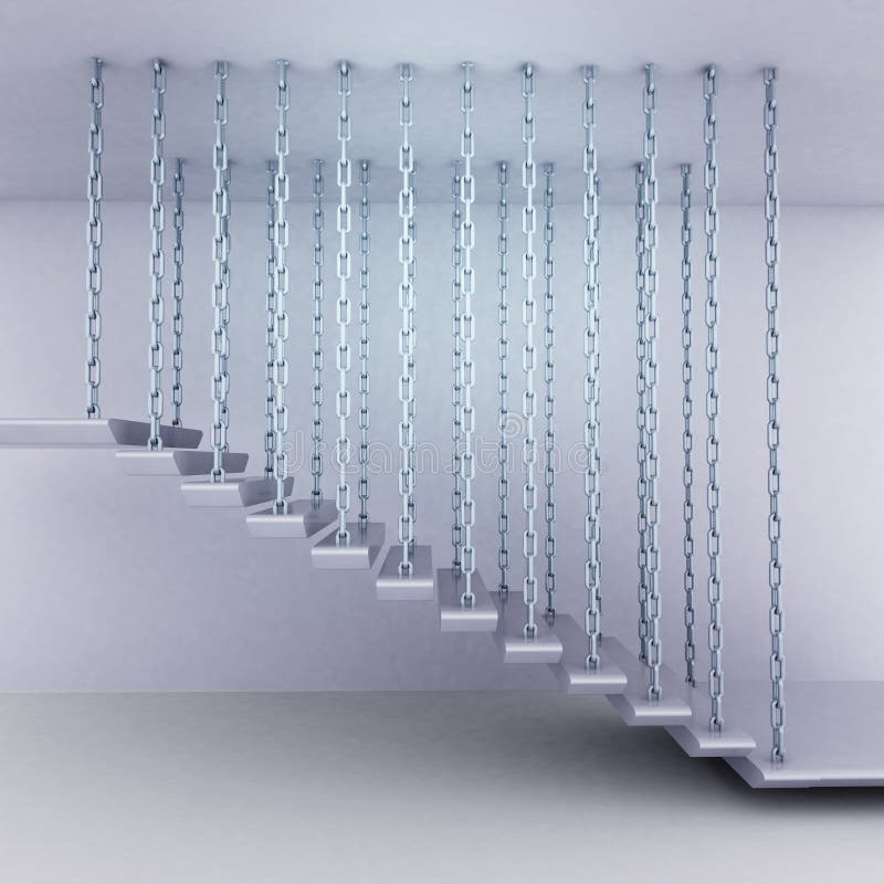 Chain Hanged Staircase Steps Side View Stock Illustration ...