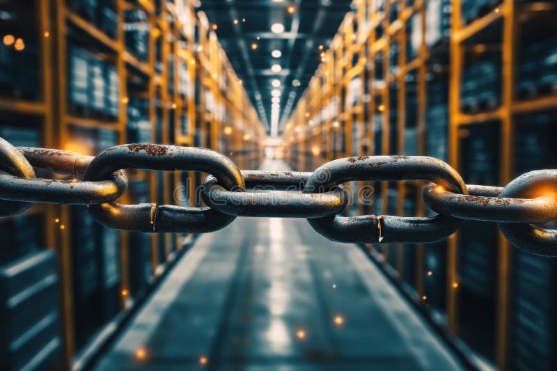 A Chain is Hanging from the Ceiling of a Warehouse Stock Illustration ...