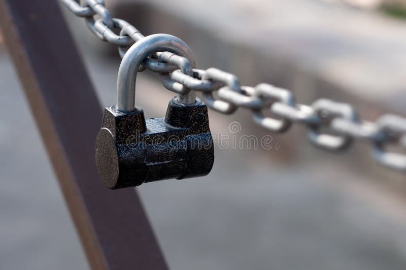 Chain Hanging Lock, Security. Lovers, Symbol of Protect. Security Stock ...