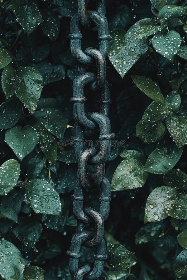 Chain Hanging from Tree with Water Droplets Stock Image - Image of ...