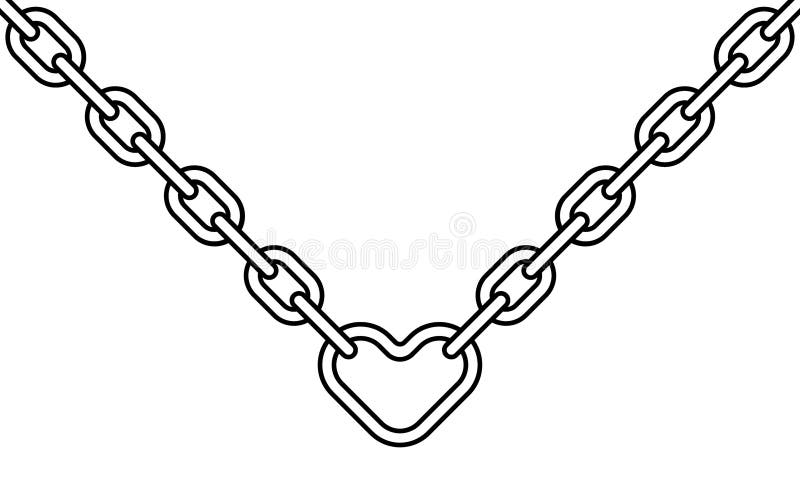 Chain and Heart Contour Illustration Stock Vector - Illustration of ...