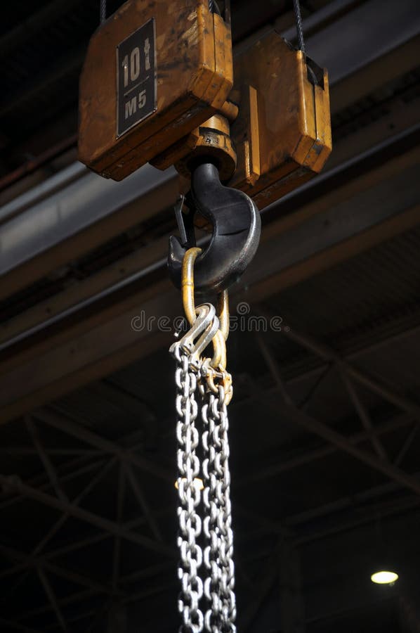 Chain Hoist. Chain Slings Suspended from a Crane Hook Stock Image ...
