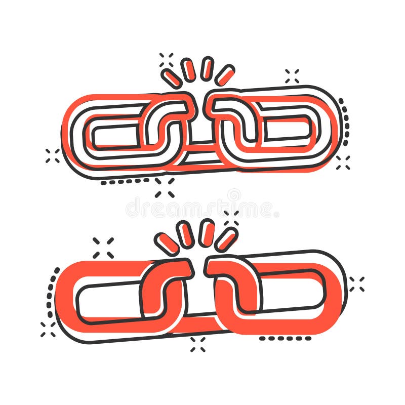 Chain Icon in Comic Style. Network Hyperlink Cartoon Vector ...