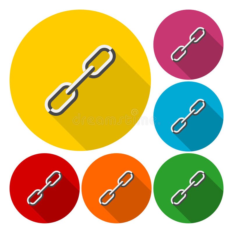 Chain Icons Set with Long Shadow Stock Vector - Illustration of ...