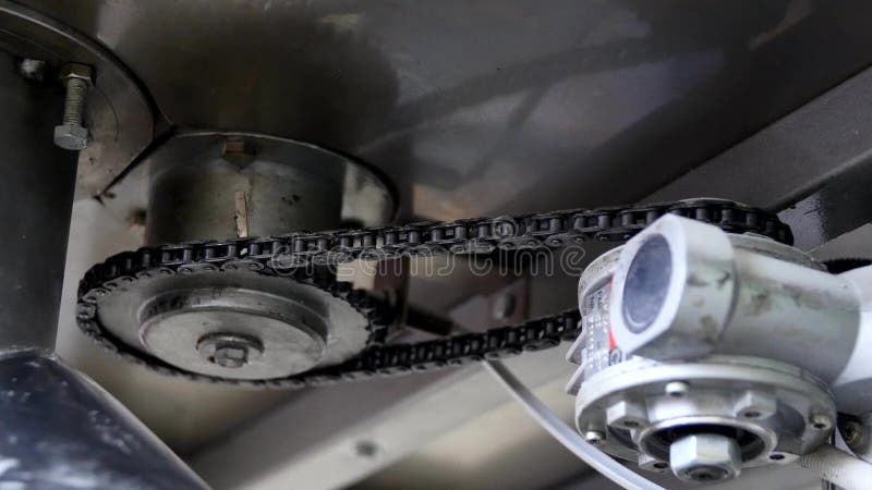 Chain of Industrial Lathe Mechanism in Manufacturing Process Stock ...