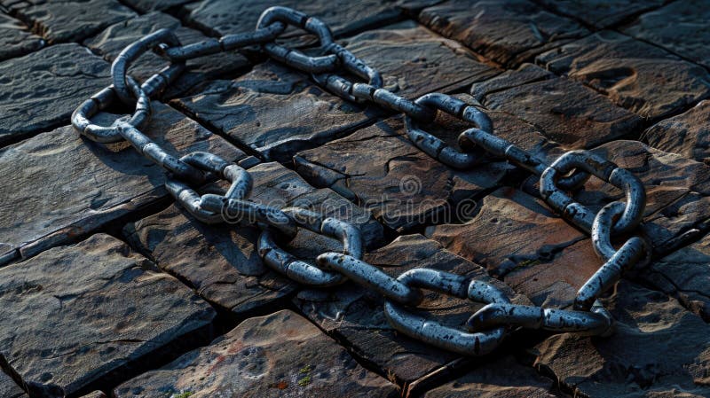 A Chain Laying on a Stone Floor, Suitable for Industrial Concepts Stock ...